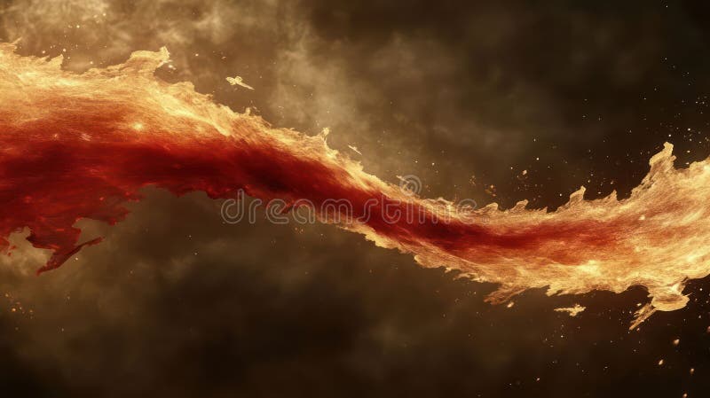 Fiery River of Molten Gold Flowing through Dark Space, Abstract ...