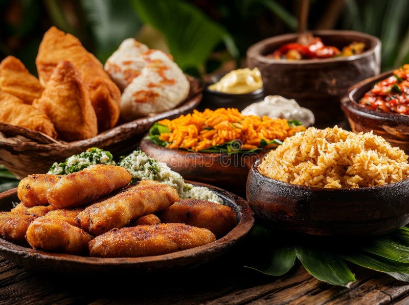 A Dynamic Display of Filipino Fiesta Foods in a Panoramic Feast Stock ...