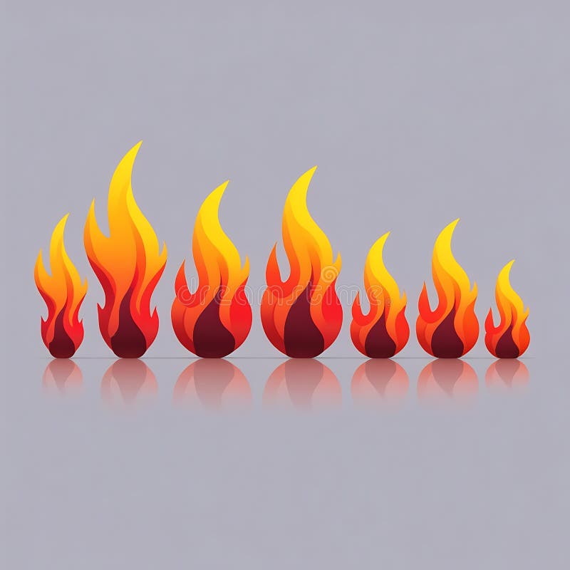 Dynamic Display of Flame Vectors Showing Growth and Intensity on a Gray ...