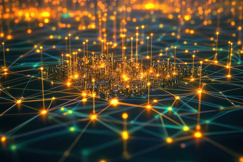 Connection and Energy Represented in a Vibrant Digital Landscape of ...