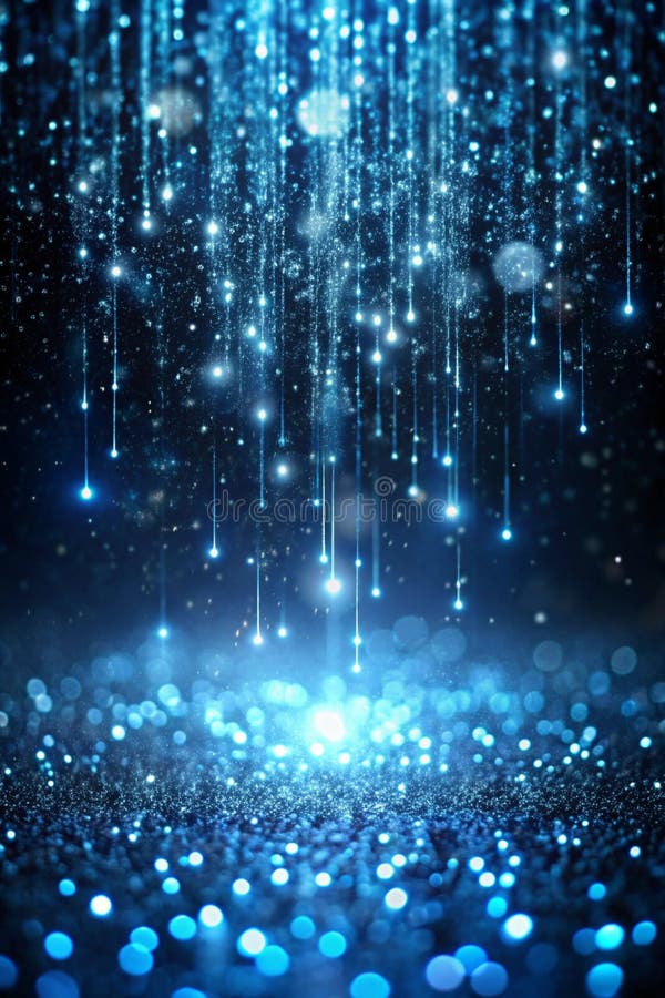 Glowing Particles and Shimmer Rain Floating on Dark Background Stock ...