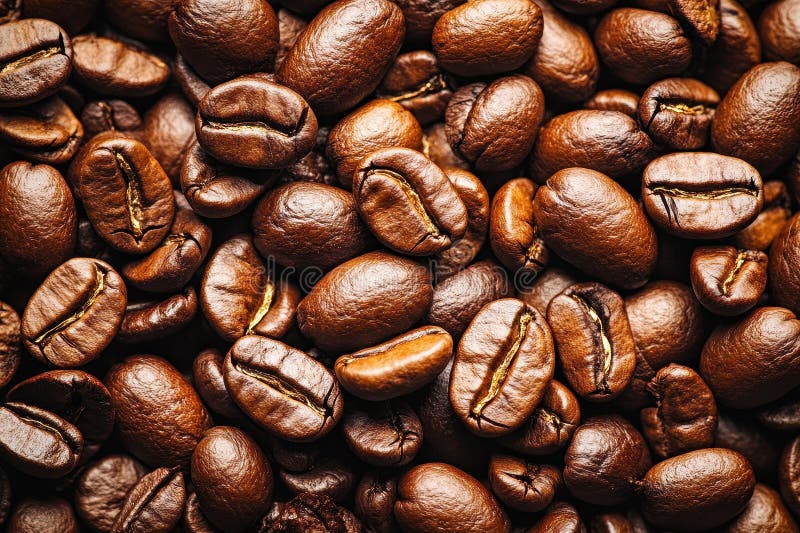 Dynamic Display of Golden Brown Coffee Beans in Full Screen Format ...