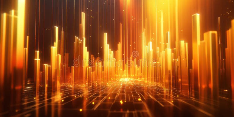 Dynamic Display of Golden Light Structures Creates a Futuristic ...