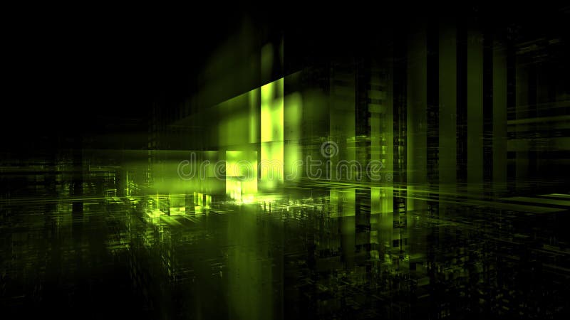 Dynamic Display of Green Light Patterns and Geometric Forms Creates an ...