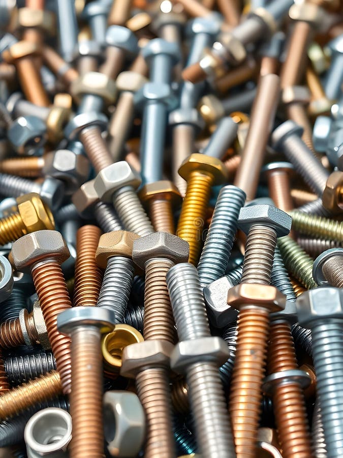 A Dynamic Display of Mixed Bolt Sizes and Finishes Stock Illustration ...