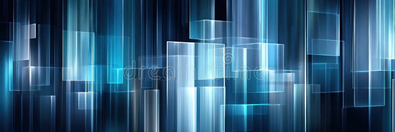 Dynamic Display of Translucent Layers Glowing in Blue Tones with Depth ...