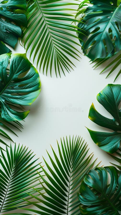 Dynamic Display of Vibrant Tropical Leaves on a White Background, Ideal ... Dynamic Display of Vibrant Tropical Leaves on a White Background, Ideal ...