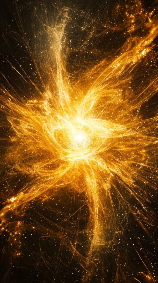 A Dynamic Display of Yellow Particles Bursts Forth, Creating a Radiant ...