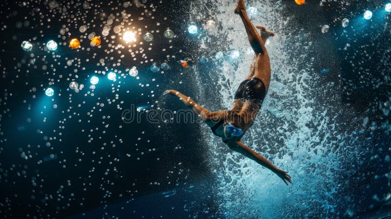Dynamic Dive of a Female Diver from a 10m Platform with German Flair ...