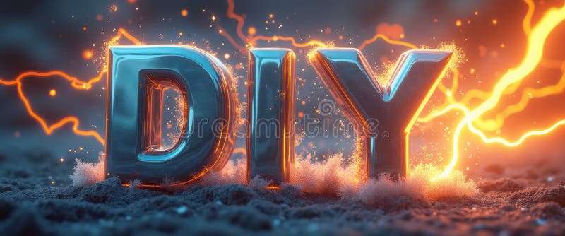 Dynamic DIY Lettering with Electric Sparks Stock Photo - Image of ...