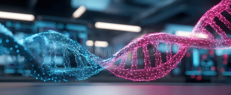 The Dynamic DNA Helix Representing Advanced Biotechnology and Genetic ...