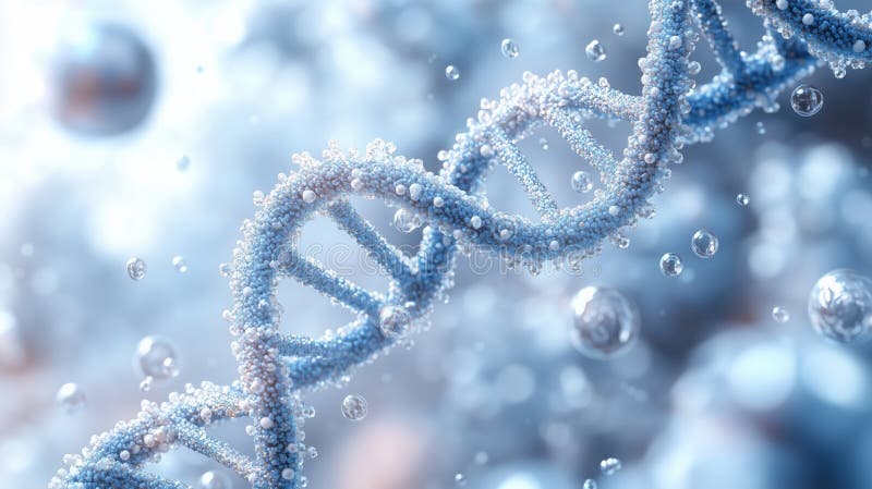 Dynamic DNA Molecule Visualization with Blue Particles and Structures ...