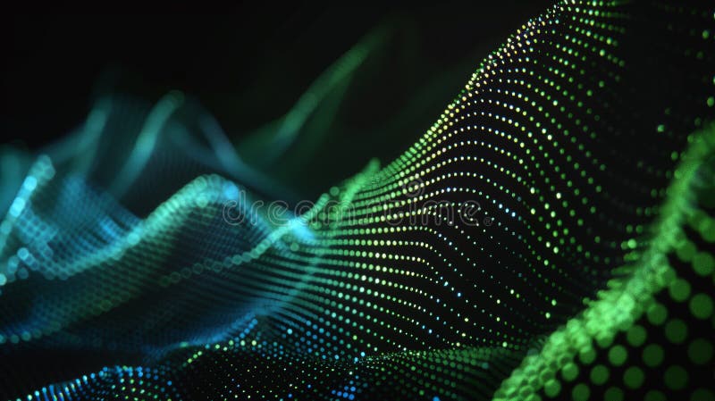 Dynamic Dot Flow: 3D Sinus Curve in Blue & Green Stock Photo - Image of ...