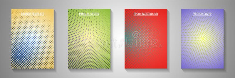 Dynamic Dot Perforated Halftone Title Page Templates Vector Set ...