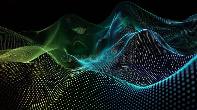 Dynamic Dot Wave: 3D Curves in Blue & Green Gradient Light Stock Image ...