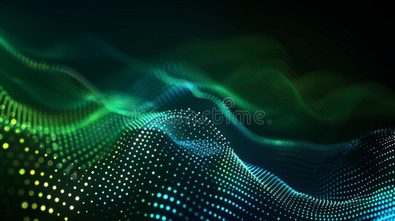 Dynamic Dot Wave: 3D Curves in Blue & Green Gradient Light Stock Photo ...