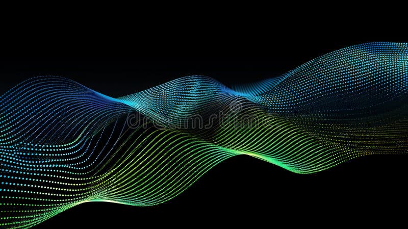 Dynamic Dot Wave: 3D Curves in Blue & Green Gradient Light Stock Image ...