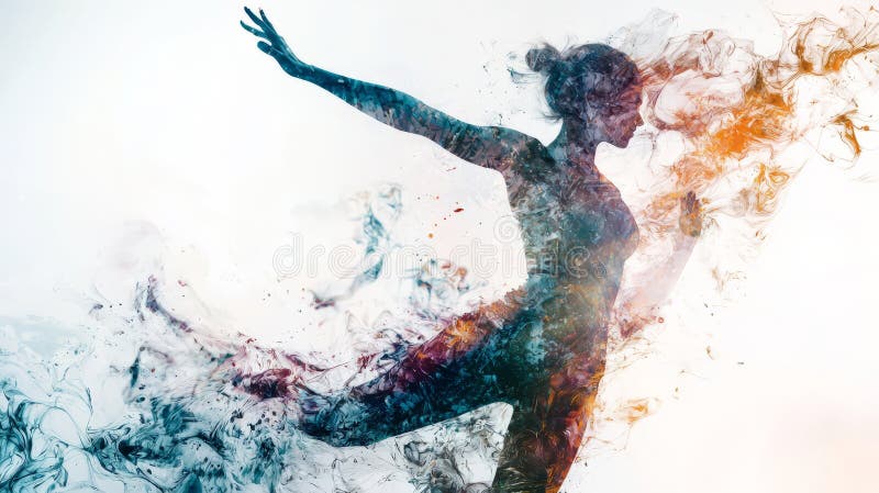 Dynamic Double Exposure of a Dancer in Motion Combined with Swirling ...