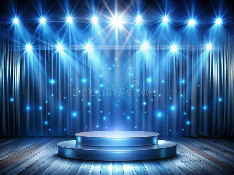 Dynamic Double Exposure Empty Podium Awaits Presentation Performance or ...