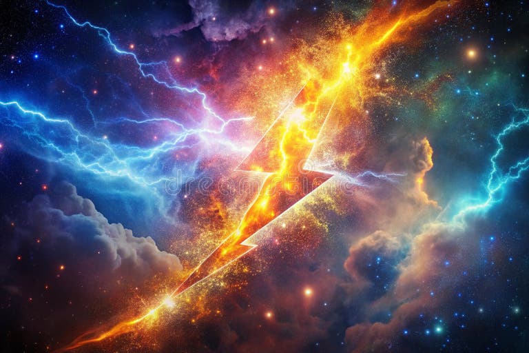 Dynamic Double Exposure Lightning Bolt Abstract Digital Art Stock Photo ...