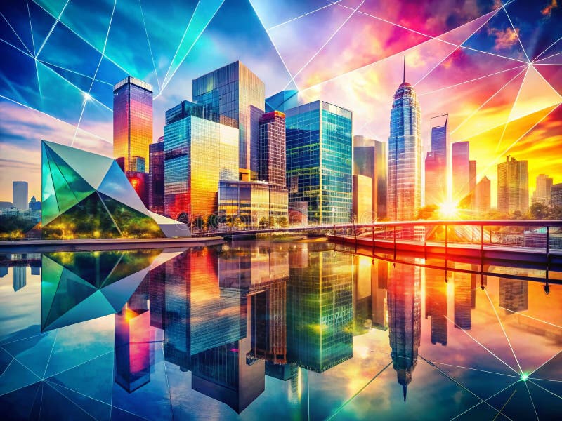 Dynamic Double Exposure of a Modern Cityscape Abstract Shapes ...