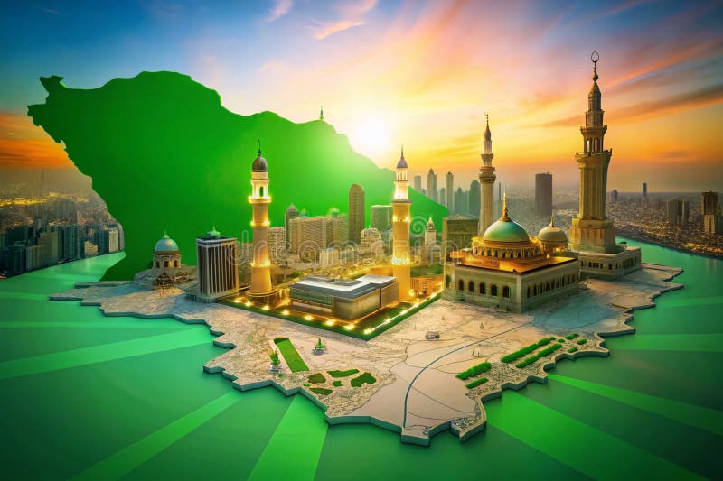 Dynamic Double Exposure Visualization of Makkah on Saudi Arabian Map ...