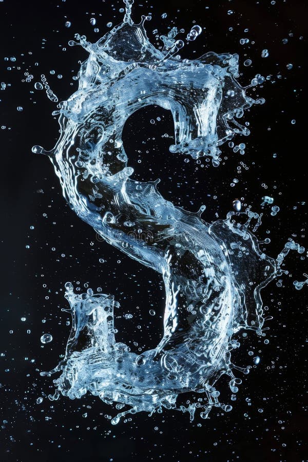Splashing Water Shaped Like Dollar Sign on Dark Background Stock ...