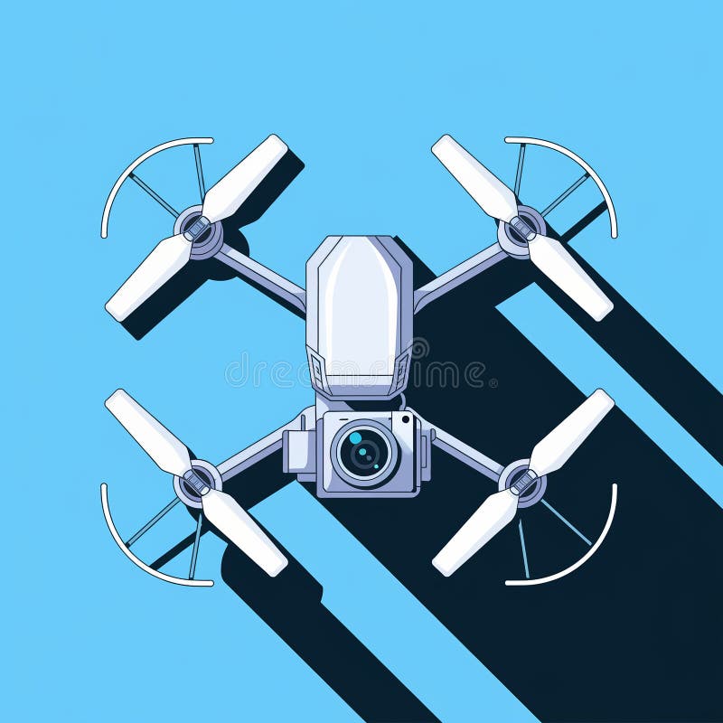Dynamic Drone Illustration in Mid-Flight with Futuristic Design and ...