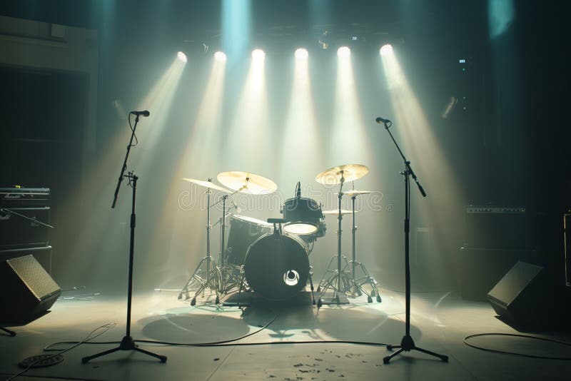 Drum Set Illuminated Spotlights Smoky Stage Concert Stock Photos - Free & Royalty-Free Stock ...