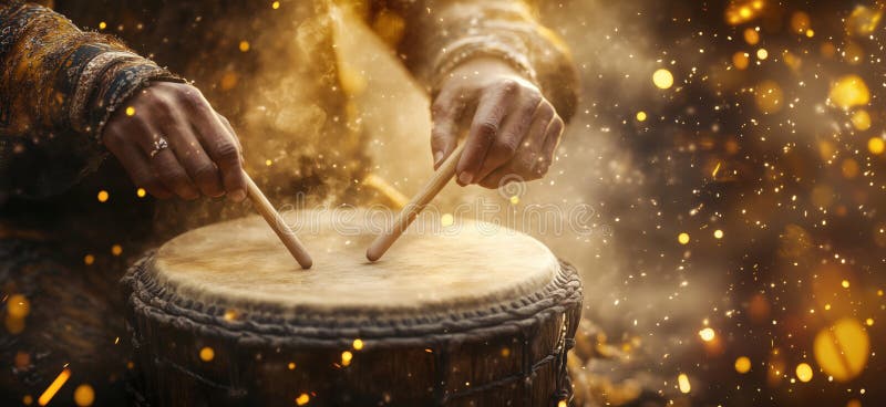 Dynamic Drumming Performance with Vibrant Sparks and Atmospheric ...