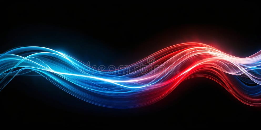 Dynamic Dual Wave Red and Blue Abstract Light Flow Stock Illustration ...
