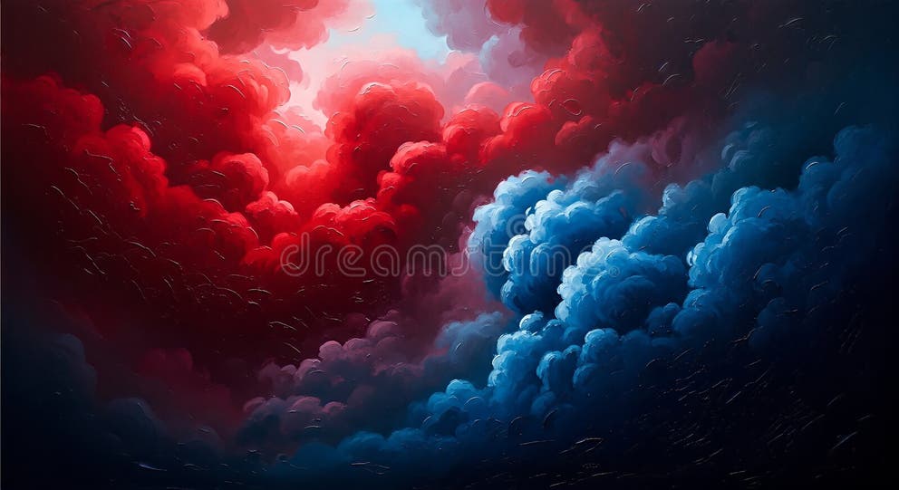 Dynamic Duality: Red and Blue Cloudscape Stock Illustration - Illustration of blue, navy: 419605947