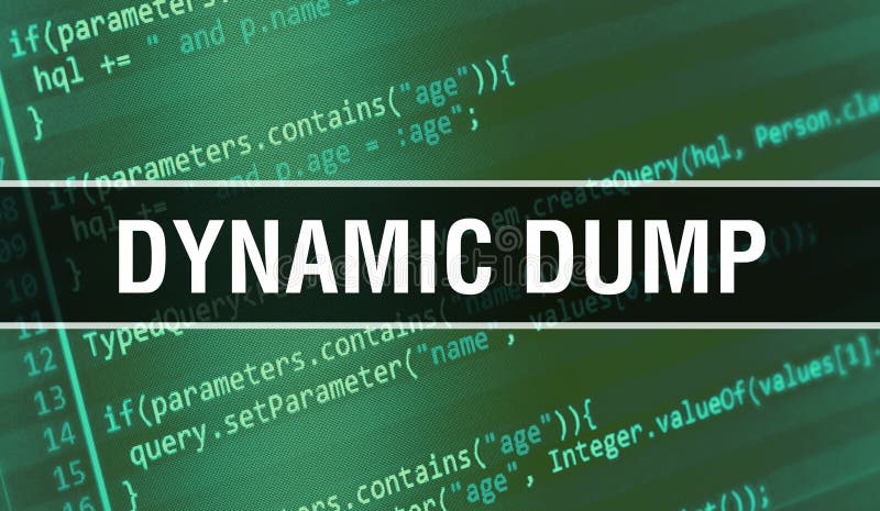 Dynamic Dump Text Written on Programming Code Abstract Technology ...