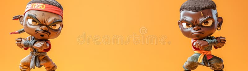 Dynamic Duo Action Figures in Battle Pose Against Bright Orange ...