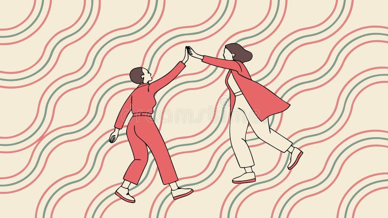 Dynamic Duo Dancing on Wavy Retro Background, Vector Design Generative ...