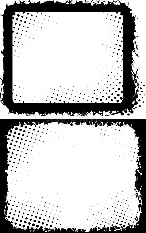 Dynamic Duo of Grunge Photo Frames Halftone Dot Pattern and Distressed ...