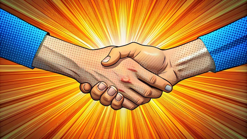 Dynamic Duo: Handshake in a Vibrant Comic Book World Generative AI ...