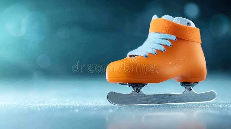 Dynamic Duo, Pair of Vibrant Orange Roller Skates on Solid Blue ...