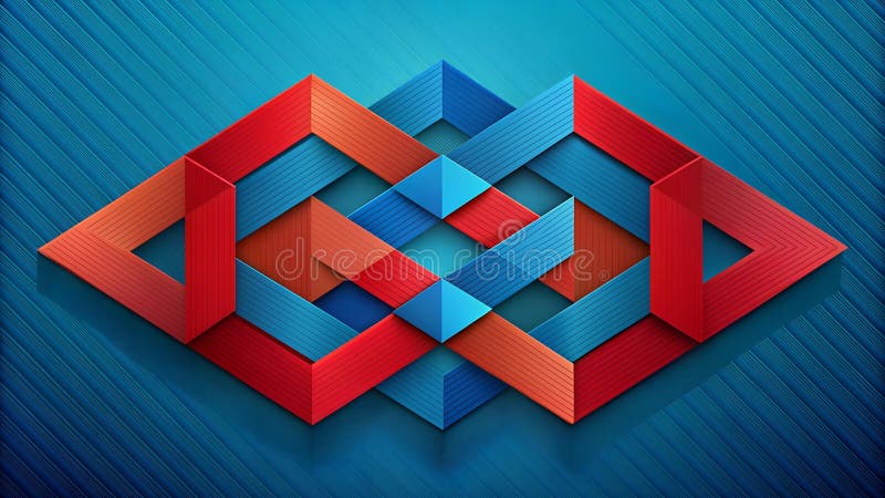 Dynamic Duo: Red and Blue Retro Geometric Wallpaper AI Generated Stock ...