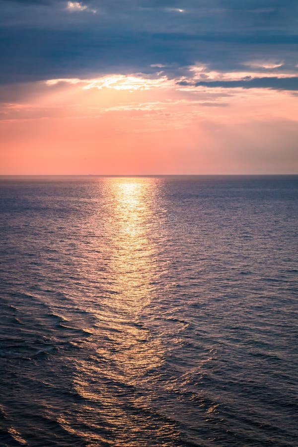 Dynamic Dusk Over Calm Ocean in Summer Stock Image - Image of evening ...