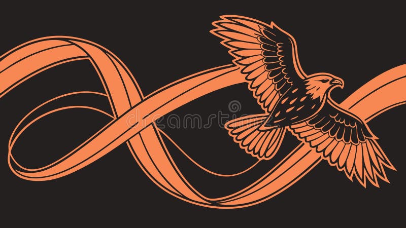 Dynamic Eagle with Flowing Ribbon, Strength Freedom Motion Illustration ...