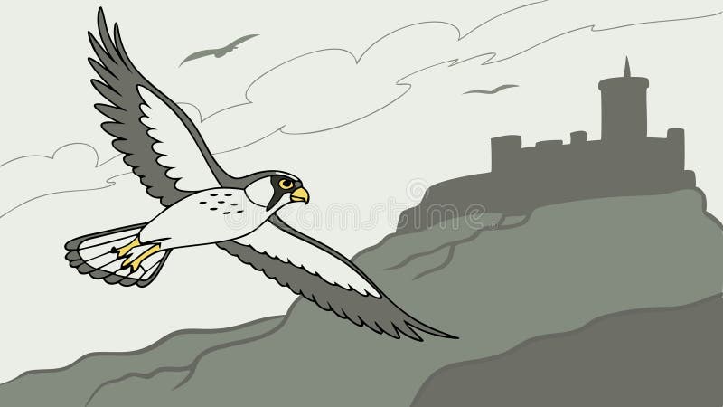 Dynamic Eagle Flying Towards a Distant Castle, Vector Design Generative ...
