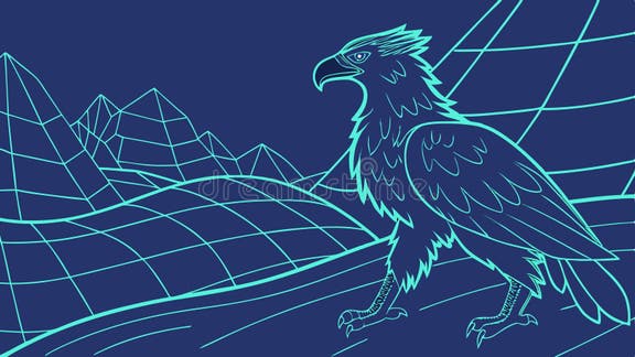 Dynamic Eagle Silhouette on Abstract Digital Grid, Vector Design ...