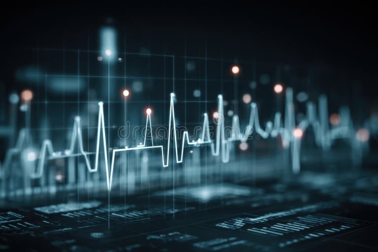 Dynamic ECG Pulse Waveform on Monitor Reflecting Heartbeat Patterns and ...
