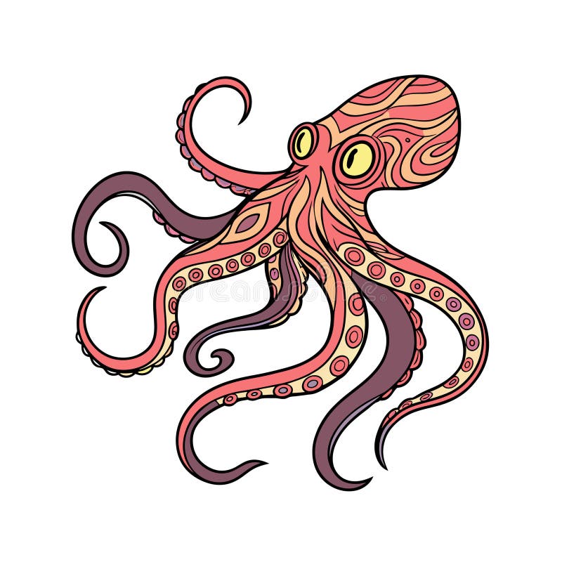 Dynamic Echo the Electric Octopus Character Stock Vector - Illustration ...