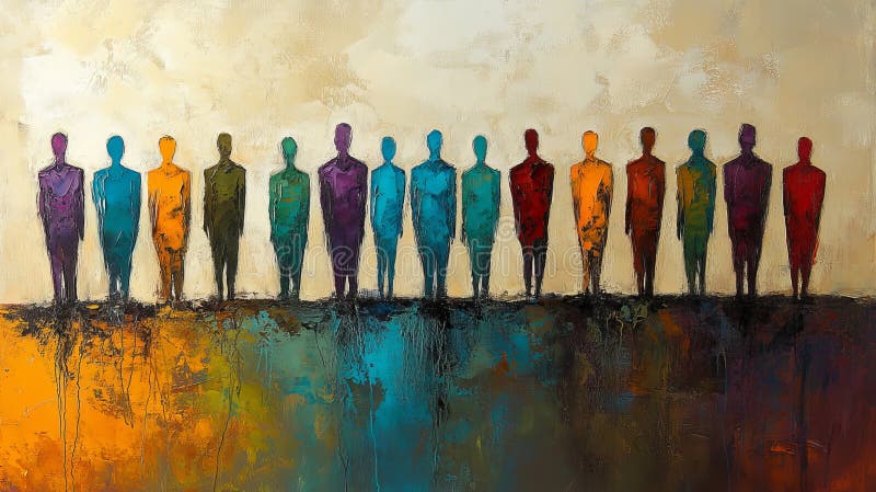 A Dynamic and Eclectic Crowd is Illustrated in an Abstract Art Piece ...