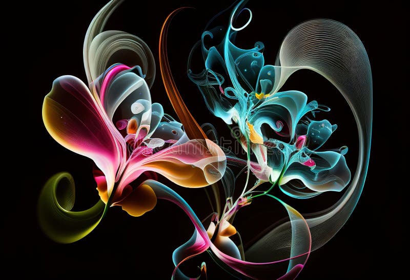 Dynamic Effect Curves of Orchid Flower Shap in Trans Illustration. Ai ...