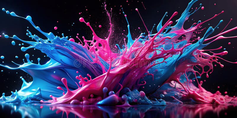 Dynamic Electric Blue and Neon Pink Abstract Paint Splatter Background ...