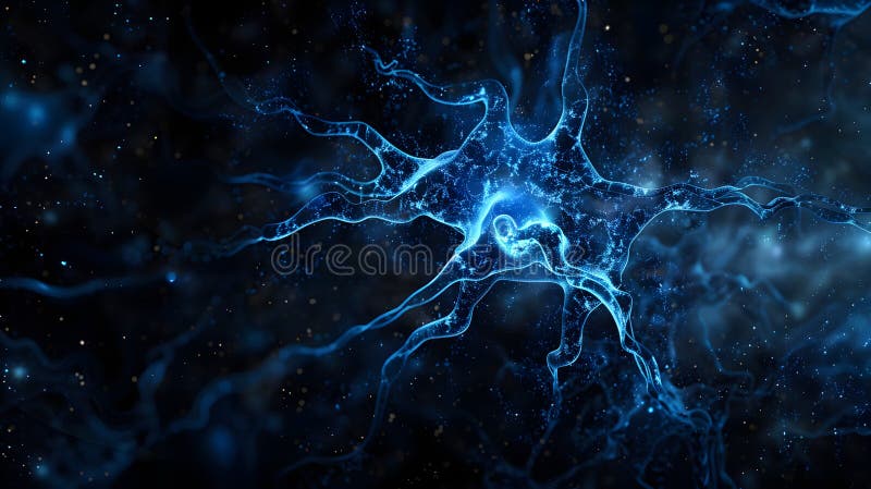 Dynamic Electric Blue Neural Network Pattern on a Dark Background ...