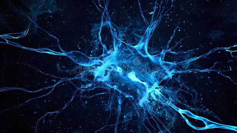 Dynamic Electric Blue Neural Network Pattern on a Dark Background ...